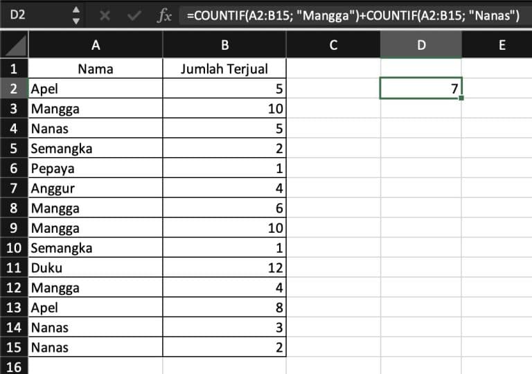 Kenali Rumus COUNTIF dan COUNTIFS di Excel