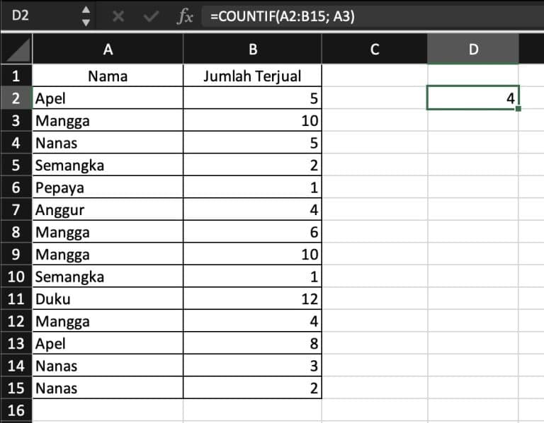 Kenali Rumus COUNTIF dan COUNTIFS di Excel