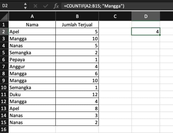 Kenali Rumus COUNTIF dan COUNTIFS di Excel