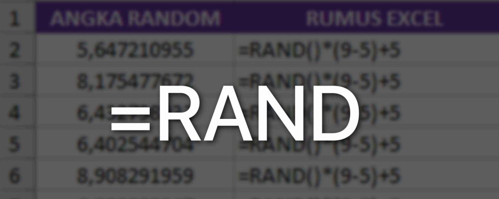 2 Cara Membuat Angka Acak di Excel: Rumus Fungsi RAND dan RANDBETWEEN ...